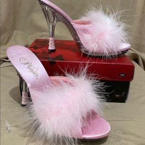 Pleaser | Shoes | New Pleaser Marabou Fur Rhinestone Heel Slide Mules ...